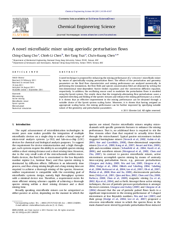 (PDF) A novel microfluidic mixer using aperiodic perturbation flows