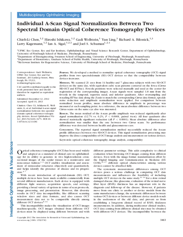 (PDF) Individual A-Scan Signal Normalization Between Two Spectral Domain Optical Coherence ...