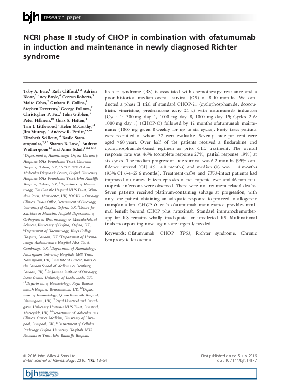 (PDF) NCRI phase II study of CHOP in combination with ofatumumab in induction and maintenance in ...