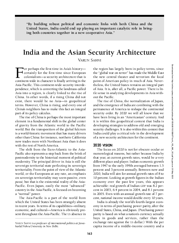 (PDF) India and the Asian Security Architecture