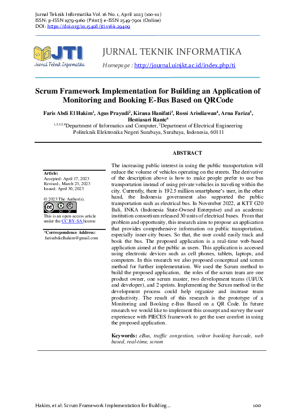 (PDF) Scrum Framework Implementation for Building an Application of Monitoring and Booking E-Bus ...