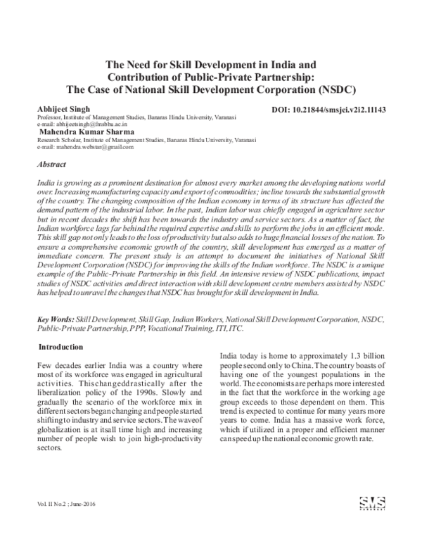 (PDF) The Need for Skill Development in India and Contribution of ...