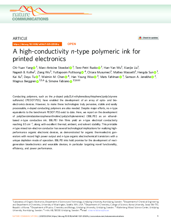 (PDF) A high-conductivity n-type polymeric ink for printed electronics