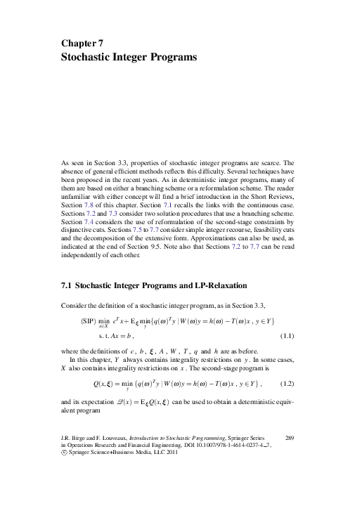 (PDF) Stochastic Integer Programs | John Birge - Academia.edu
