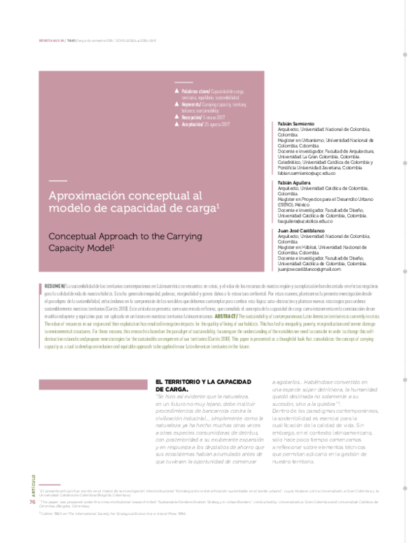 (PDF) Aproximación conceptual al modelo de capacidad de carga