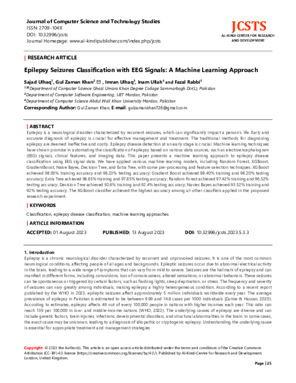 (PDF) Epilepsy Seizures Classification with EEG Signals: A Machine Learning Approach