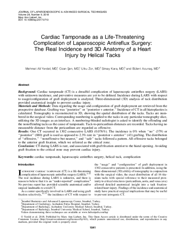 (PDF) Cardiac Tamponade as a Life-Threatening Complication of ...