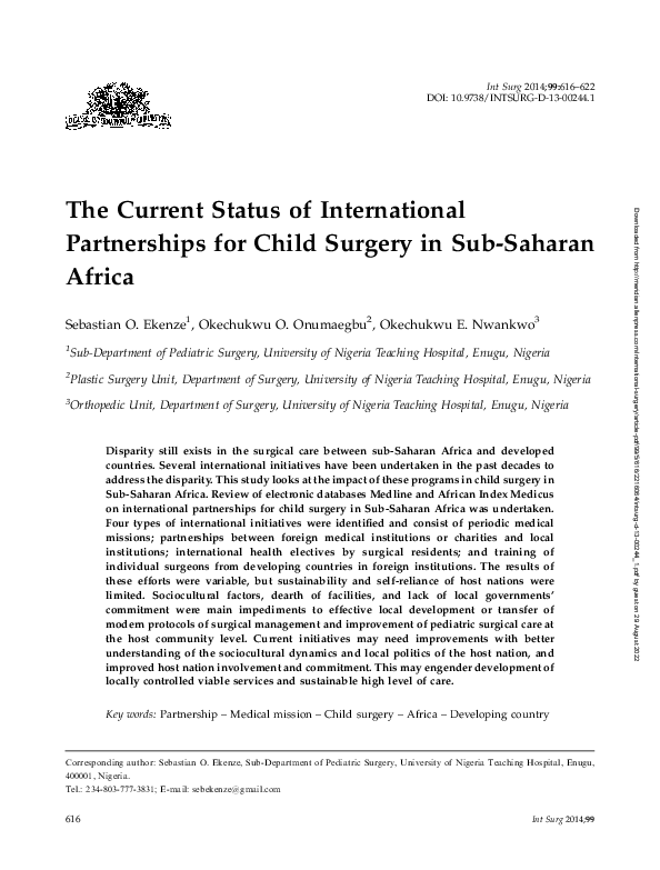 (PDF) The Current Status of International Partnerships for Child ...