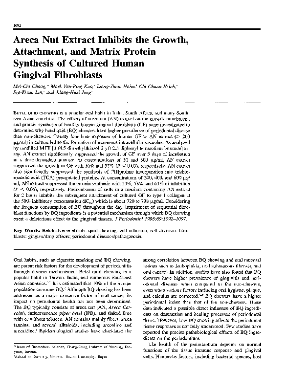 (PDF) Areca Nut Extract Inhibits the Growth, Attachment, and Matrix ...