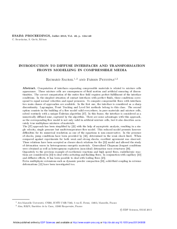 (PDF) Introduction to diffuse interfaces and transformation fronts modelling in compressible media