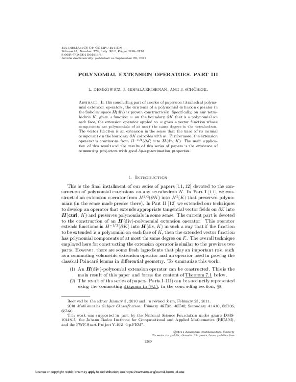 (PDF) Polynomial extension operators. Part III
