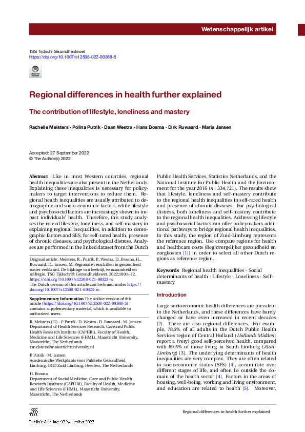 (PDF) Regional differences in health further explained
