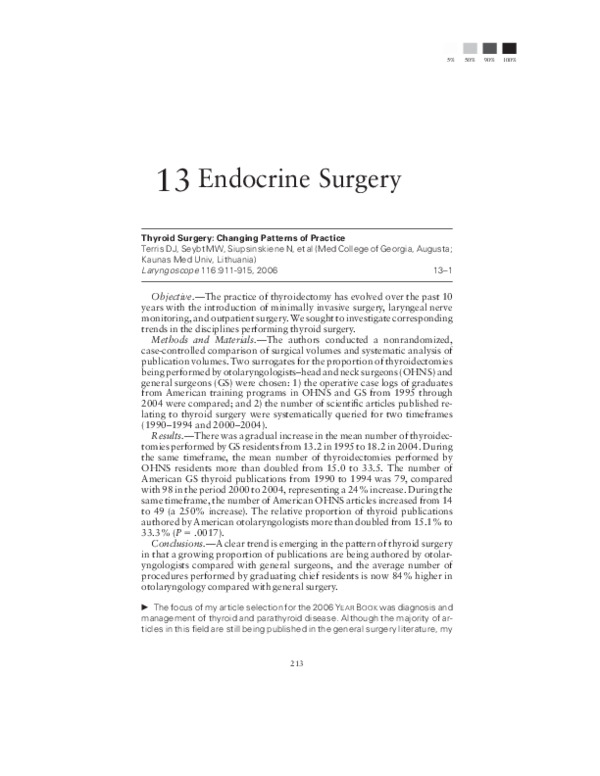 (PDF) Thyroid Surgery: Changing Patterns of Practice