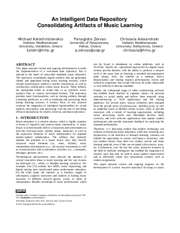 (PDF) An Intelligent Data Repository Consolidating Artifacts of Music ...