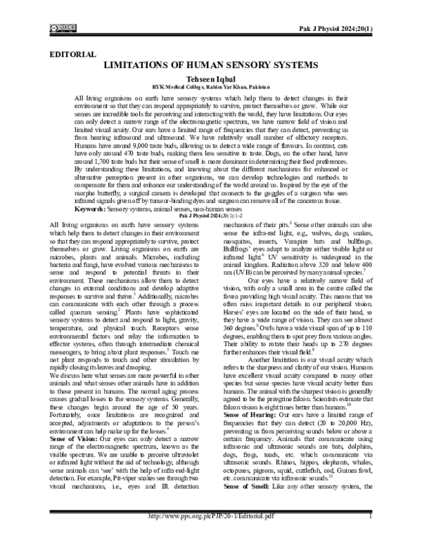 (PDF) LIMITATIONS OF HUMAN SENSORY SYSTEMS