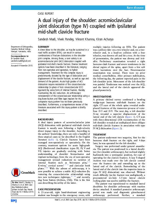 (PDF) A dual injury of the shoulder: acromioclavicular joint ...