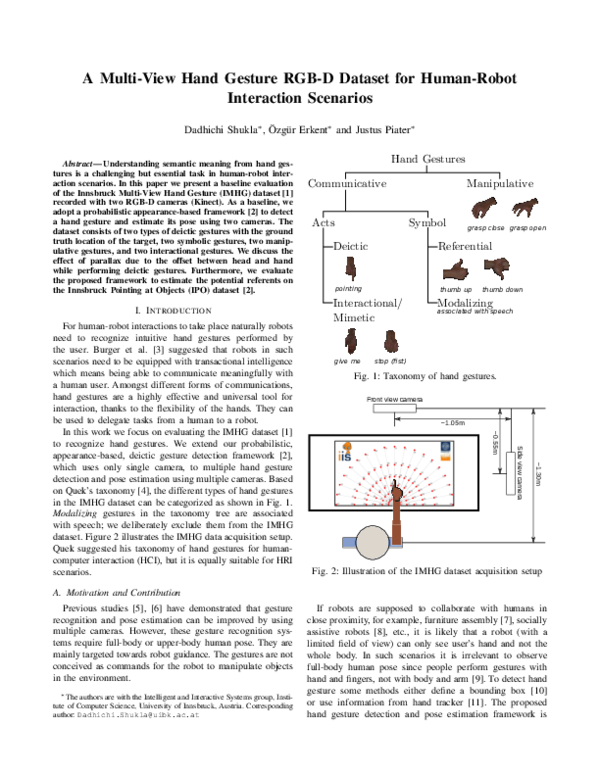 (PDF) A multi-view hand gesture RGB-D dataset for human-robot interaction scenarios