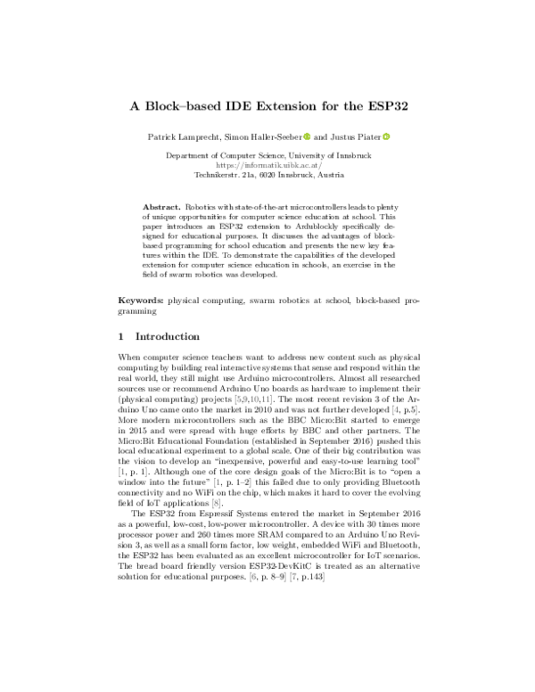 (PDF) A Block-based IDE Extension for the ESP32