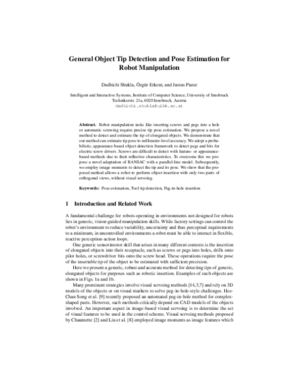 (PDF) General Object Tip Detection and Pose Estimation for Robot ...