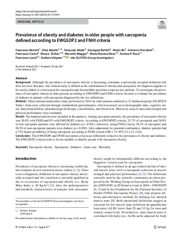 (PDF) Prevalence of obesity and diabetes in older people with ...