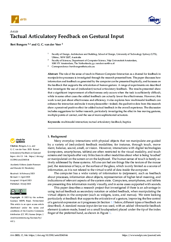 (PDF) Tactual Articulatory Feedback on Gestural Input