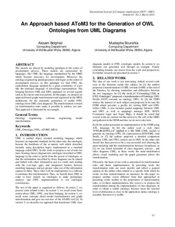 Pdf Transforming Uml Class Diagrams To Owl Ontologies