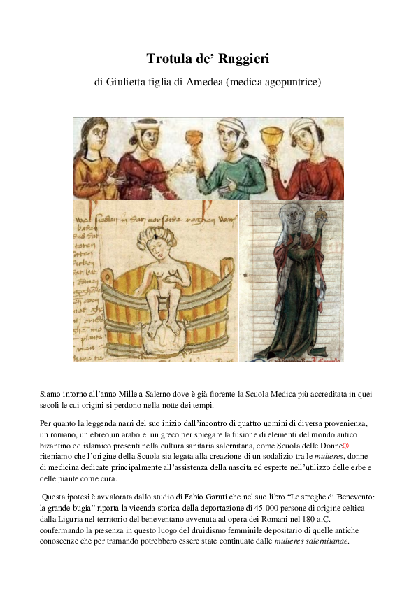 (PDF) Trotula de' Ruggiero medica medievale