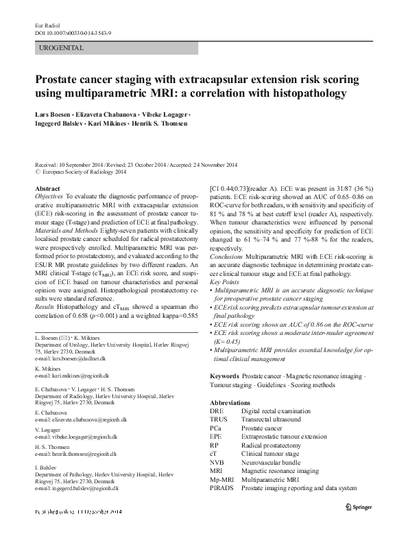 (PDF) Prostate cancer staging with extracapsular extension risk scoring ...