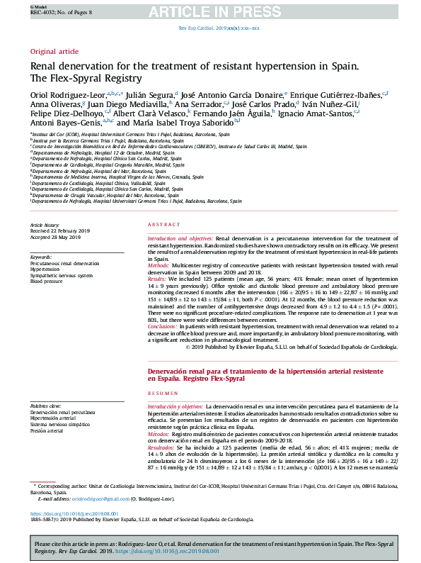 (PDF) [Renal denervation for the treatment of resistant hypertension ...