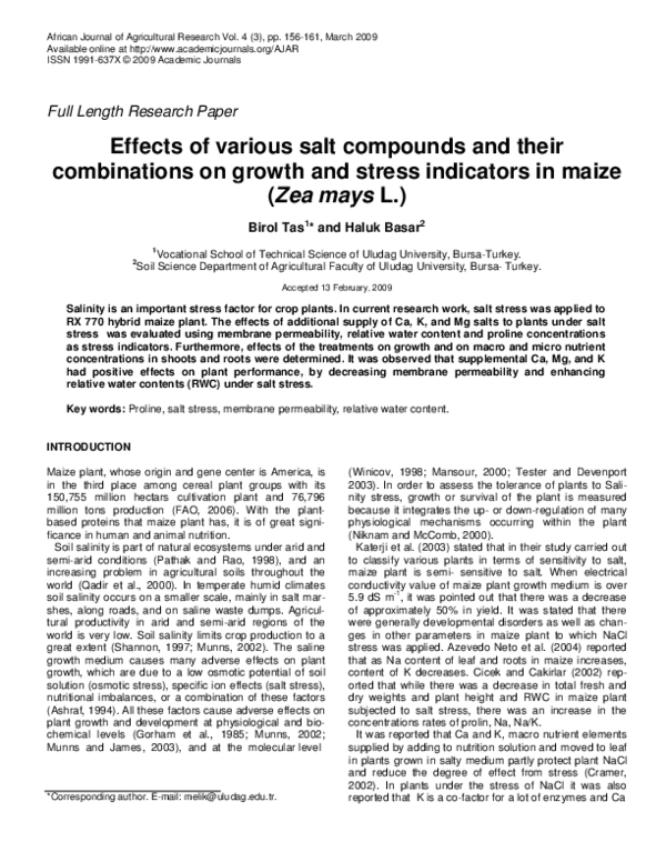 (PDF) Effects of various salt compounds and their combinations on ...