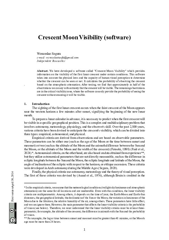 (PDF) Crescent Moon Visibility