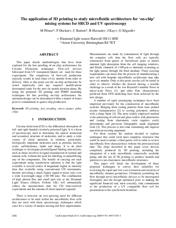 (PDF) The application of 3D printing to study microfluidic architecture ...