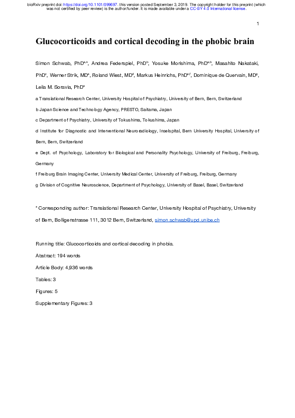 (PDF) Glucocorticoids and cortical decoding in the phobic brain