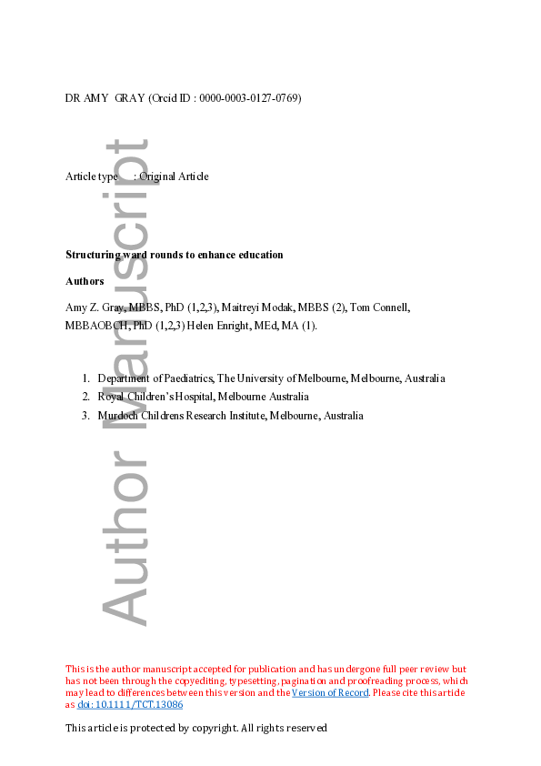 (PDF) Structuring ward rounds to enhance education