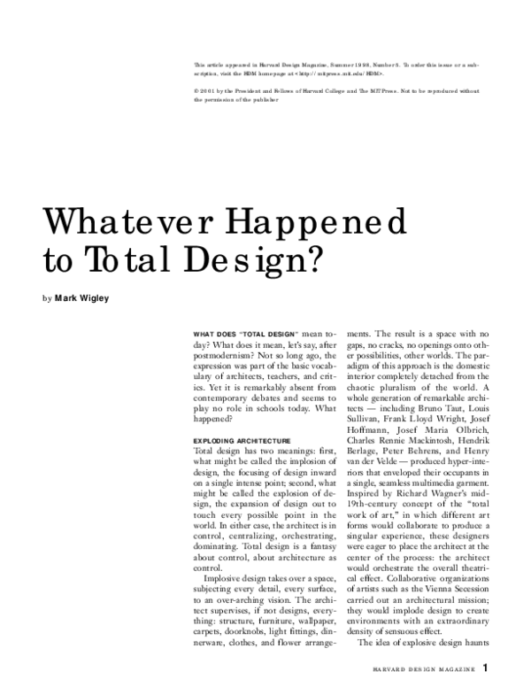 (PDF) Whatever Happened to Total Design
