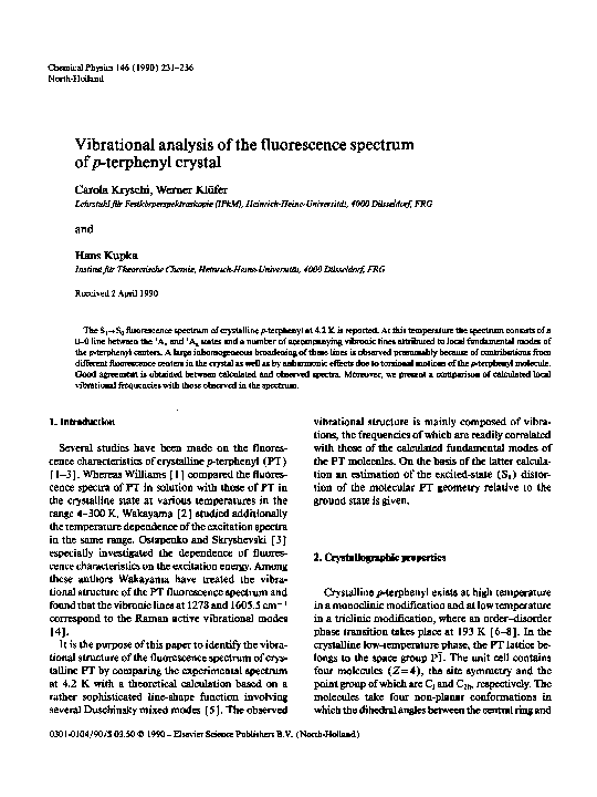 (PDF) Vibrational analysis of the fluorescence spectrum of p-terphenyl ...