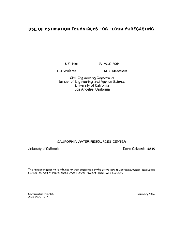 (PDF) Use of Estimation Techniques for Flood Forecasting