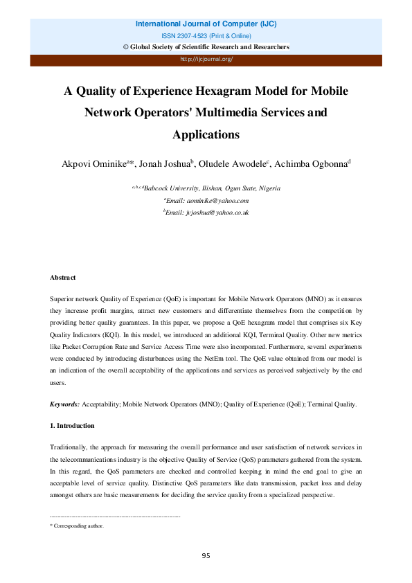 (PDF) QoE Hexagram Model for MNO Multimedia Services