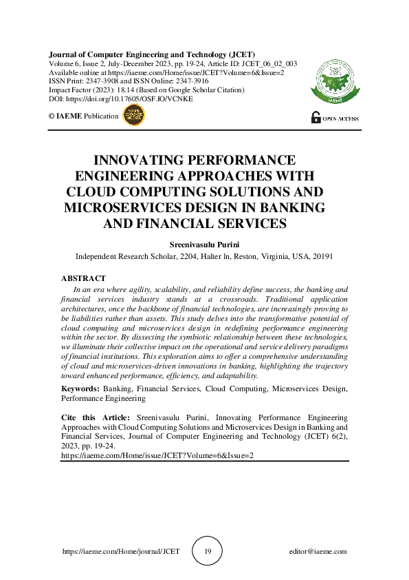 (PDF) INNOVATING PERFORMANCE ENGINEERING APPROACHES WITH CLOUD COMPUTING SOLUTIONS AND ...