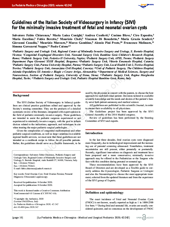 (PDF) Guidelines of the Italian Society of Videosurgery in Infancy ...