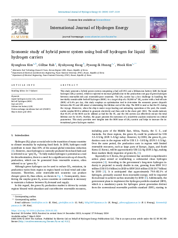 (PDF) Economic study of hybrid power system using boil-off hydrogen for ...