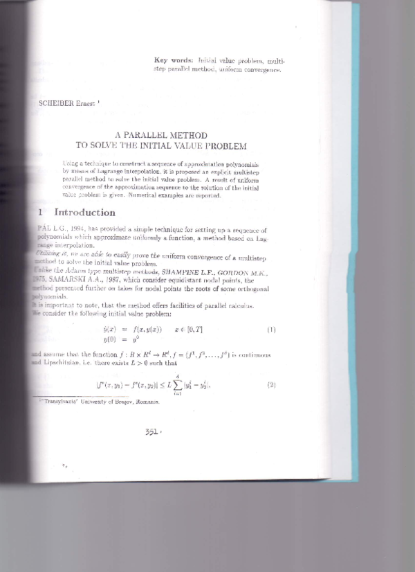 (PDF) A Parallel Version of a Multistep Method to Solve the Initial Value Problem