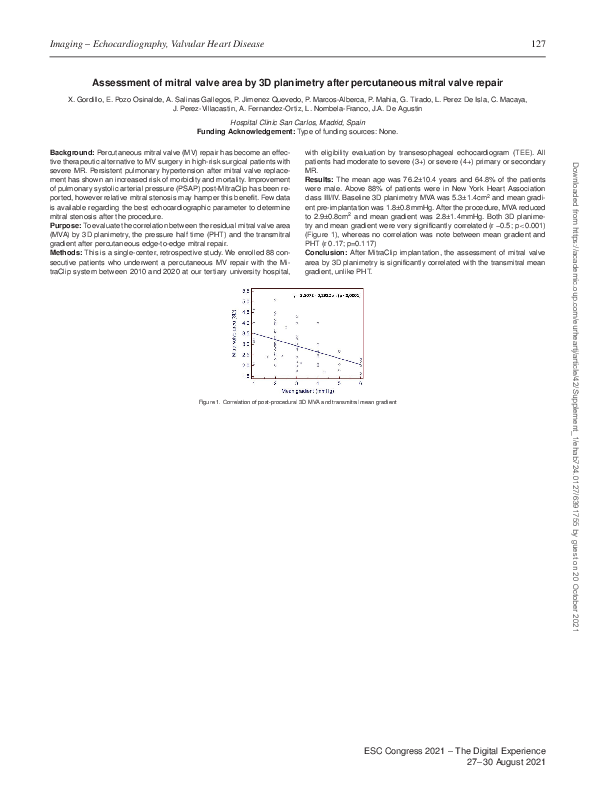 (PDF) Assessment of mitral valve area by 3D planimetry after ...