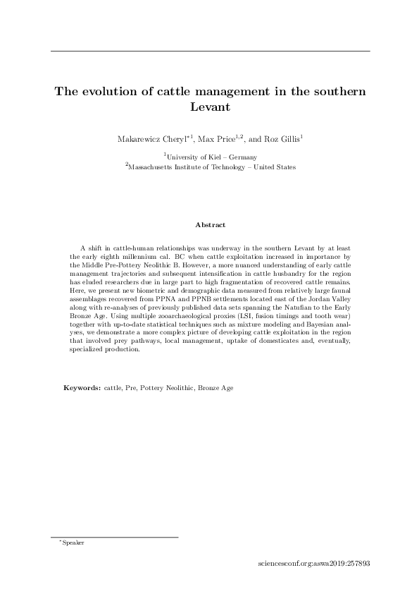 (PDF) The evolution of cattle management in the southern Levant