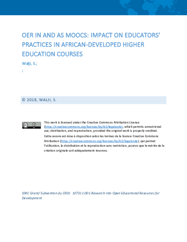 (PDF) OER in and as MOOCs : impact on educators' practices in African ...