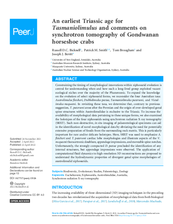 (PDF) An earliest Triassic age forTasmaniolimulusand comments on ...