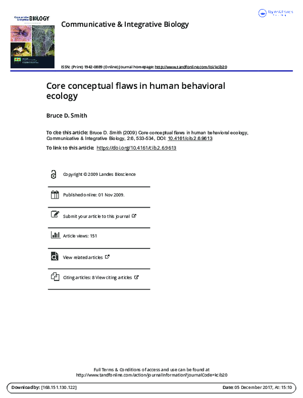 (PDF) Core conceptual flaws in human behavioral ecology