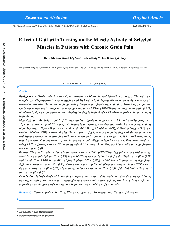 (PDF) Effect of Gait with Turning on the Muscle Activity of Selected ...