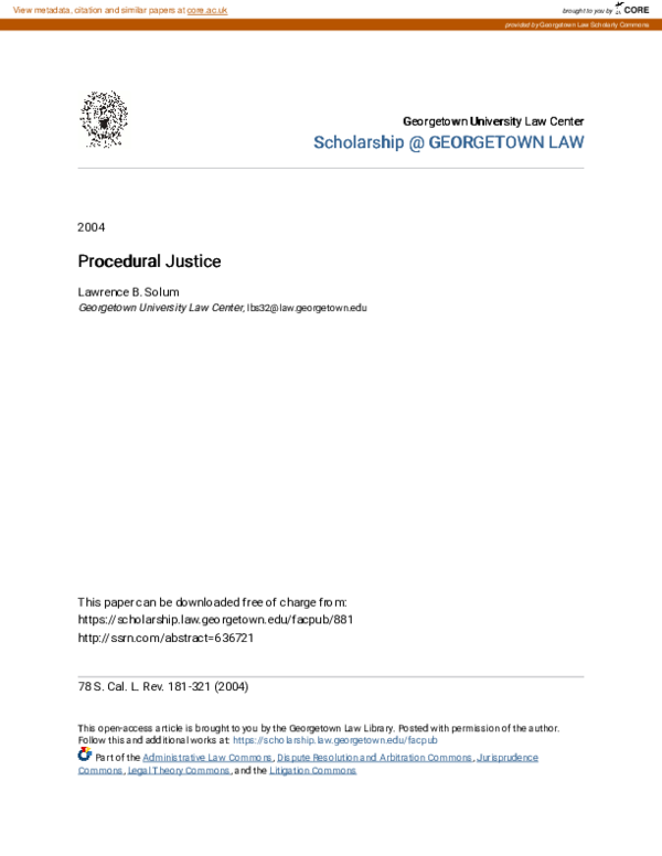(PDF) Procedural Justice