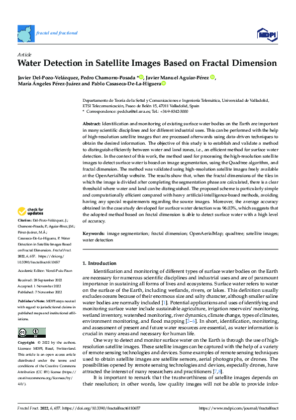 (PDF) Water Detection in Satellite Images Based on Fractal Dimension